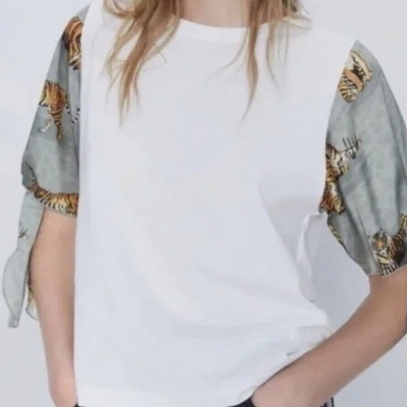 Zara | Tops | Zara Tiger Sleeve Top | Poshmark
